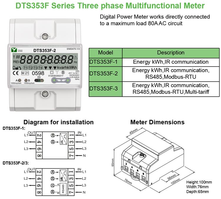 YTL - DTS353F-2 - Multi-Function Energy Meter - Three Phase ...