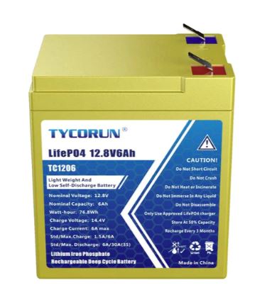 Tycorun TC1206 12 Volt 6Ah Lithium Deep Cycle Battery