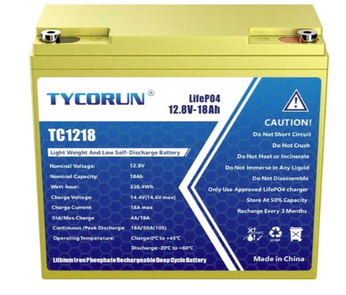 Tycorun - TC1218 - Lithium Battery Pack - 12v lifepo4 Battery ...
