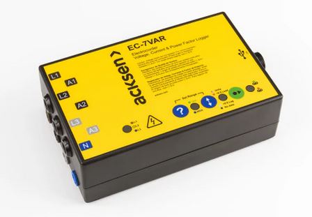 Acksen EC-7VAR-RS Three Phase Voltage, Current & Power Factor Data Logger